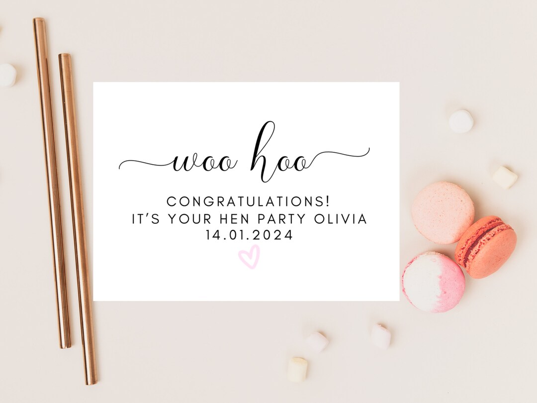 Woo Hoo Congratulations Its Your Hen Party Card/ Personalised Bride to ...