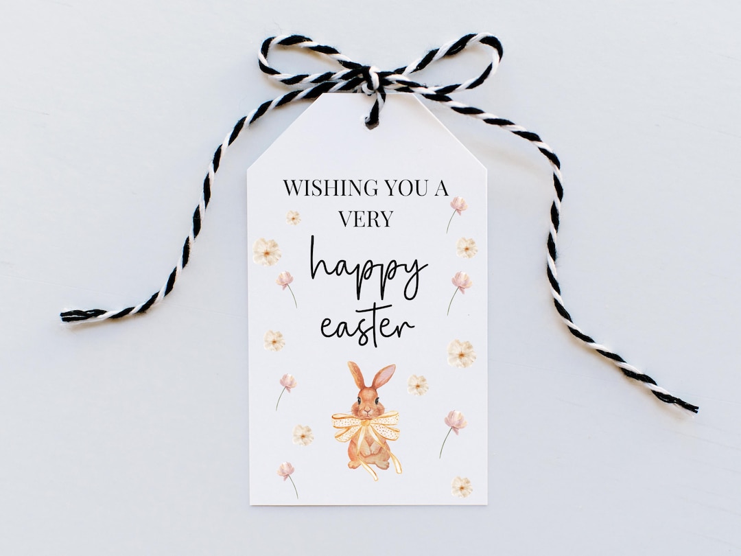Personalised Wishing You a Very Happy Easter Gift Tag/ Floral Easter ...