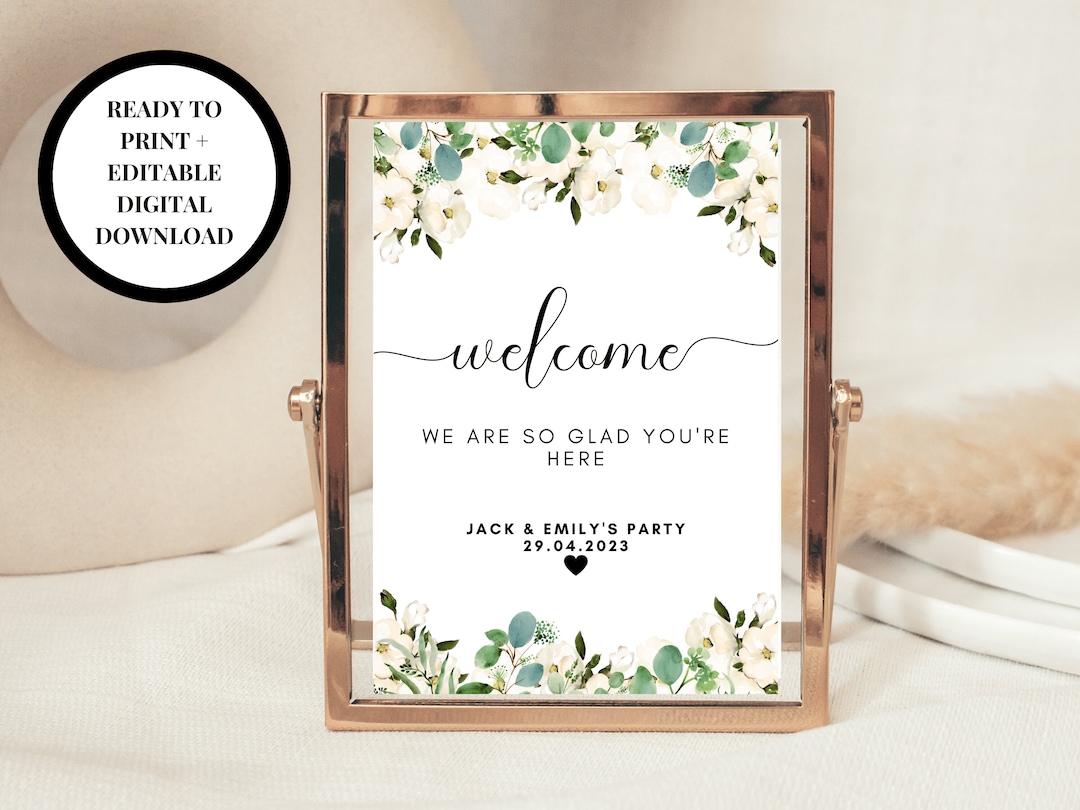 Editable Welcome Sign/ Eucalyptus Any Occasion/ We Are so Glad You're ...