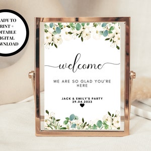 Editable Welcome Sign/ Eucalyptus Any Occasion/ We Are so Glad You're ...