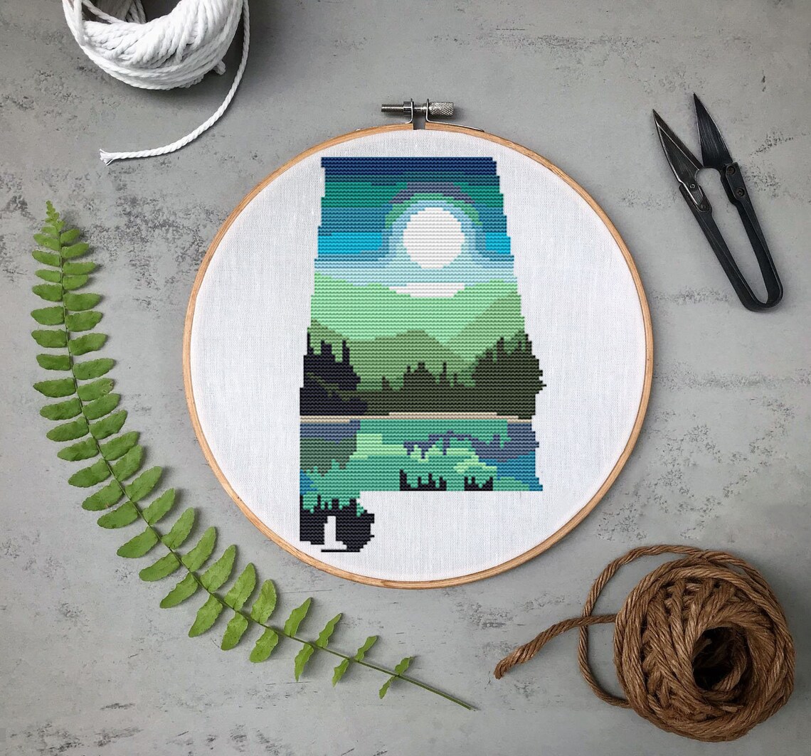 Alabama Alabama Cross Stitch Pattern Alabama State Counted | Etsy