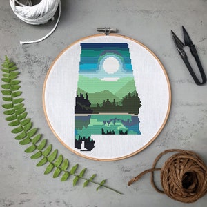 Alabama, Alabama Cross Stitch Pattern, Alabama State Counted Cross ...