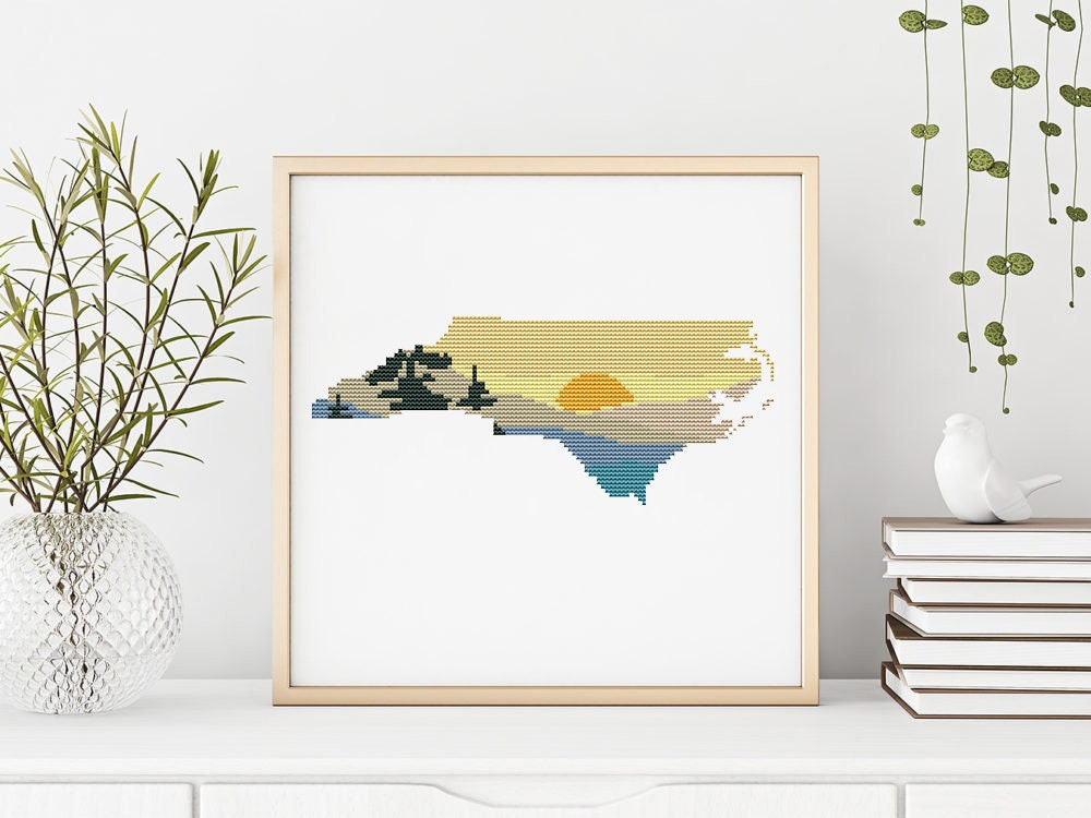 North Carolina USA North Carolina State Cross Stitch Pattern - Etsy