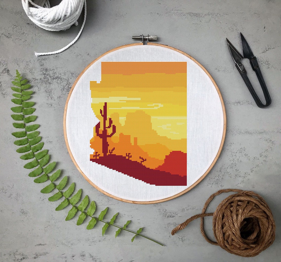 Arizona Cross-stitch Pattern PDF Moder USA Arizona State - Etsy