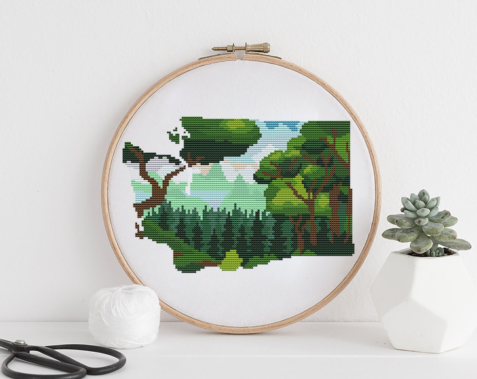Washington State US Modern Cross Stitch Pattern Nature Easy - Etsy