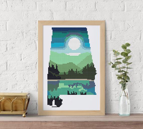 Alabama Alabama Cross Stitch Pattern Alabama State Counted | Etsy