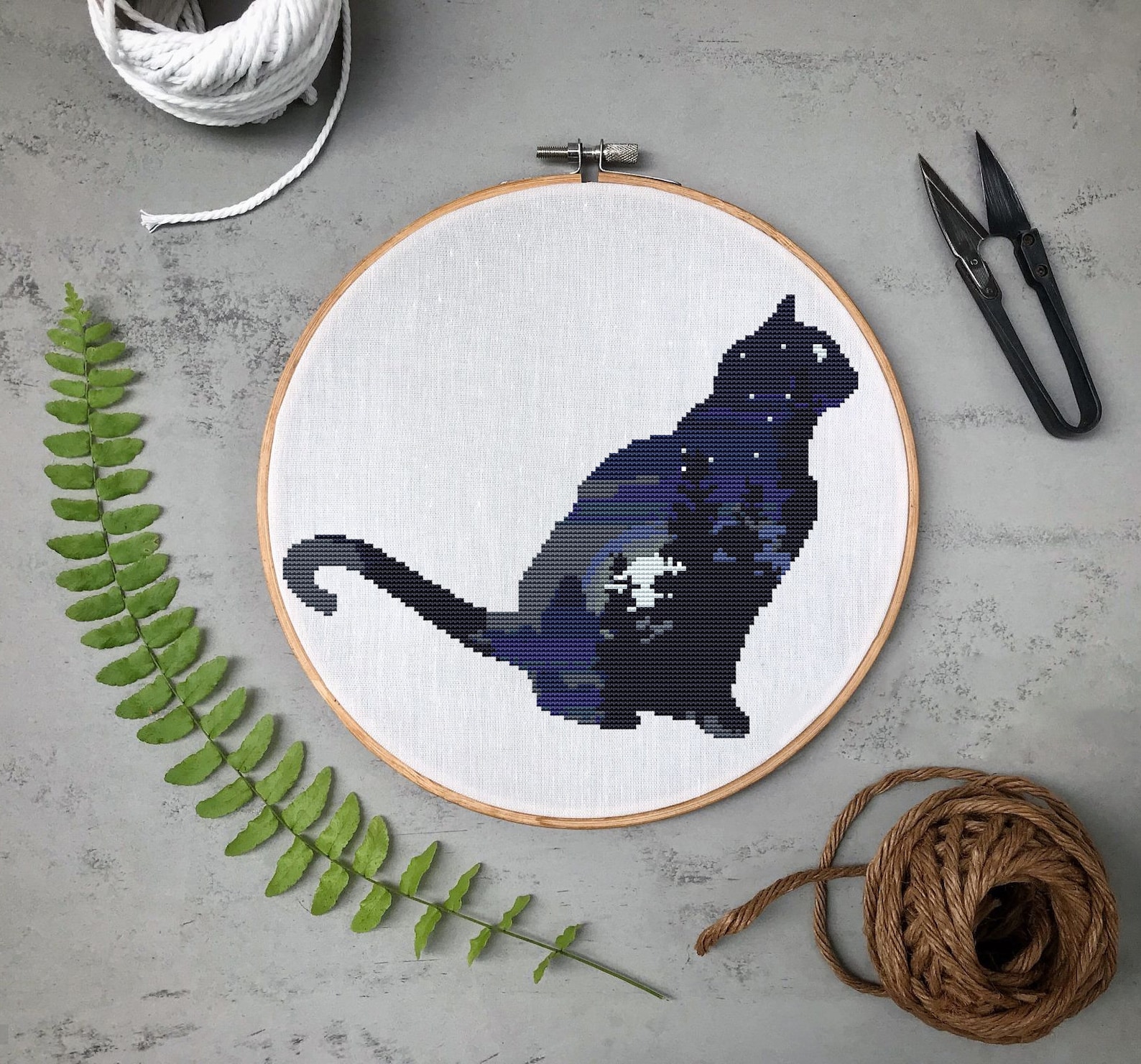 Cat Silhouette Easy Cross Stitch Pattern PDF Cat Cross - Etsy