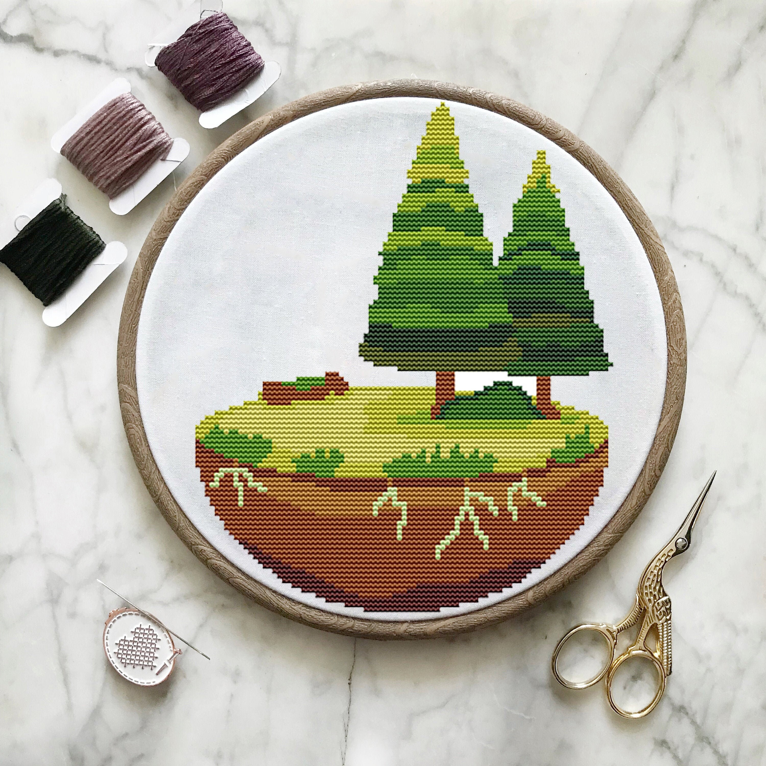 Modern Cross Stitch Patternforestnaturelandscaspeeasy - Etsy