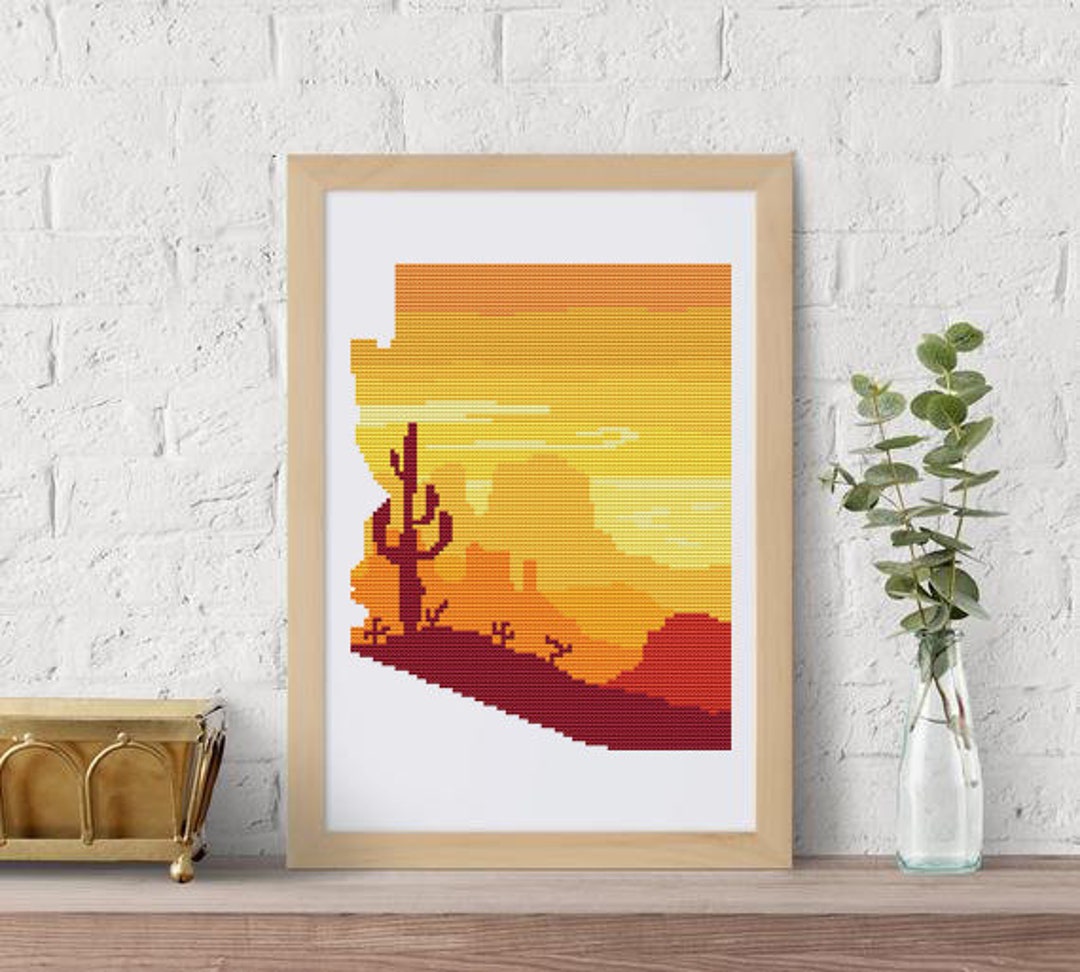 Arizona Cross-stitch Pattern PDF, Moder USA, Arizona State Landscape ...