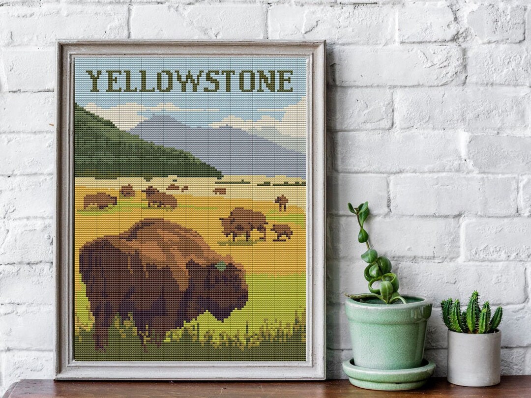 Yellowstone National Park,yellowstone Poster Cross Stitch Embroidery ...