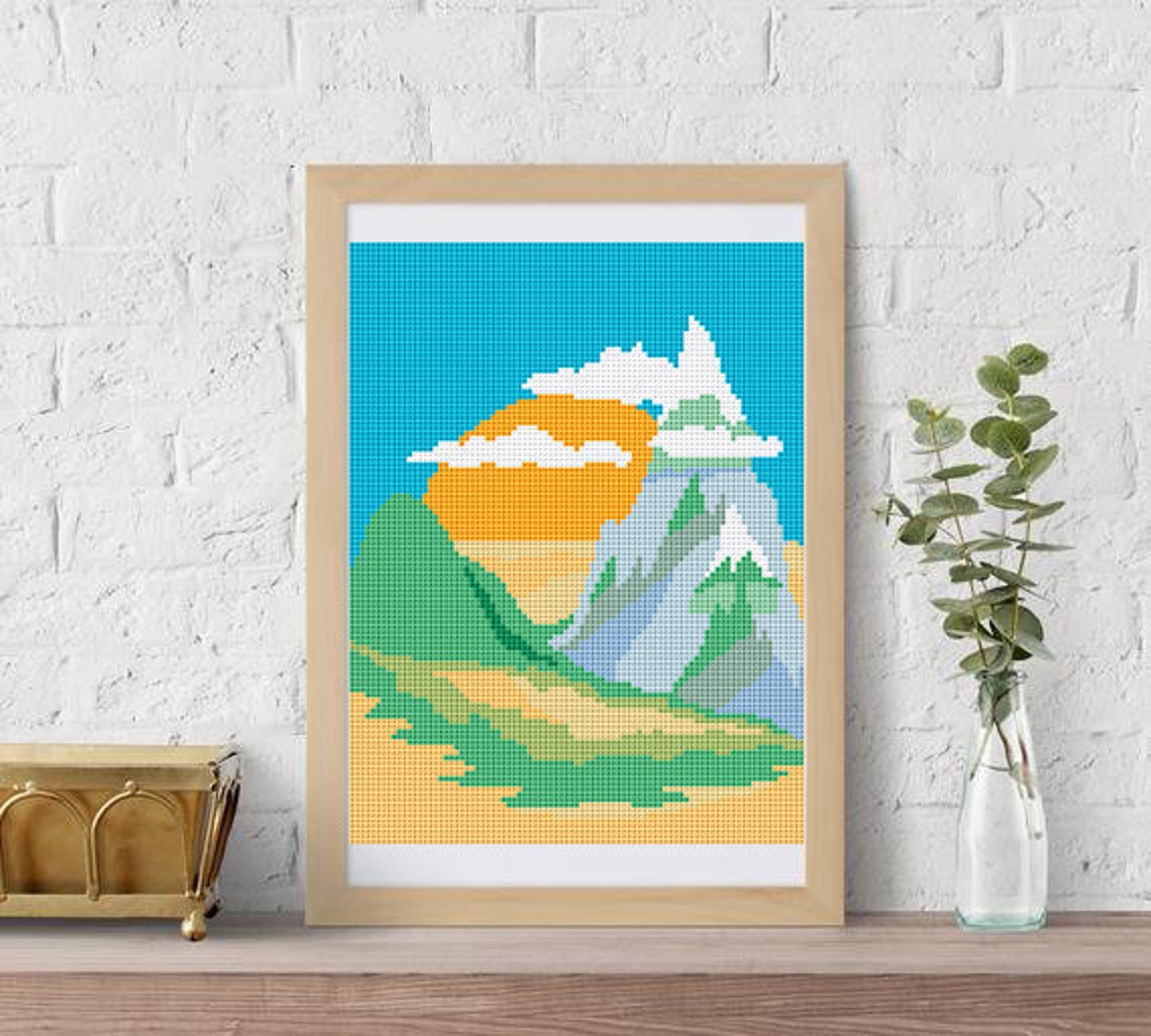 Forest Cross Stitch Pattern PDF Tree Nature Mountain Landscape - Etsy