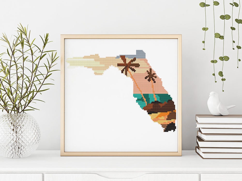 Florida State Cross Stitch Pattern Embroidery Florida - Etsy