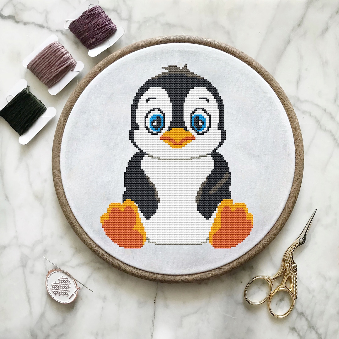 Penguin, Penguin Cross-stitch, Cute Nursery Decor,penguin Cross Stitch ...