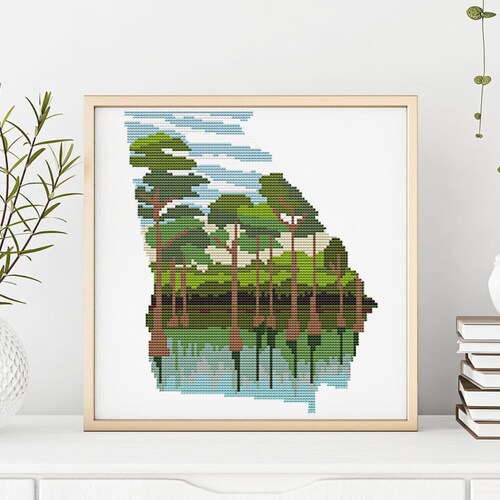 Georgia US State Modern Cross Stitch Pattern Nature Counted - Etsy