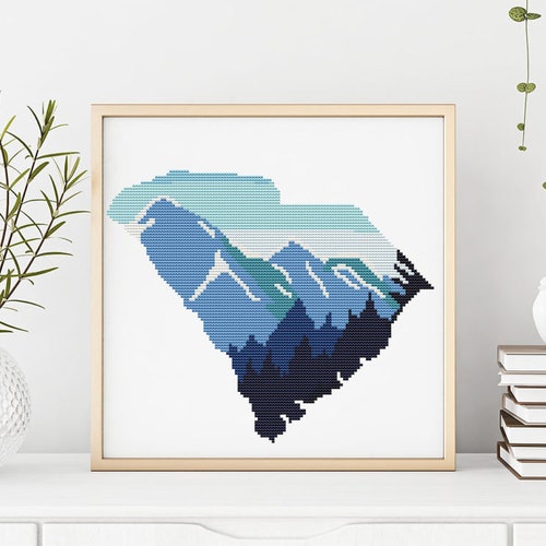 South Carolina State Modern Cross Stitch Pattern PDF Map - Etsy
