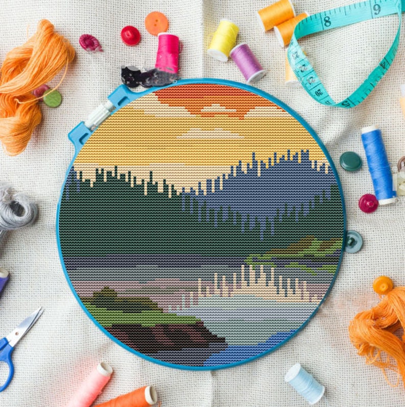 Landscape Cross Stitch Pattern,easy Landscape Pattern,easy Embroidery ...