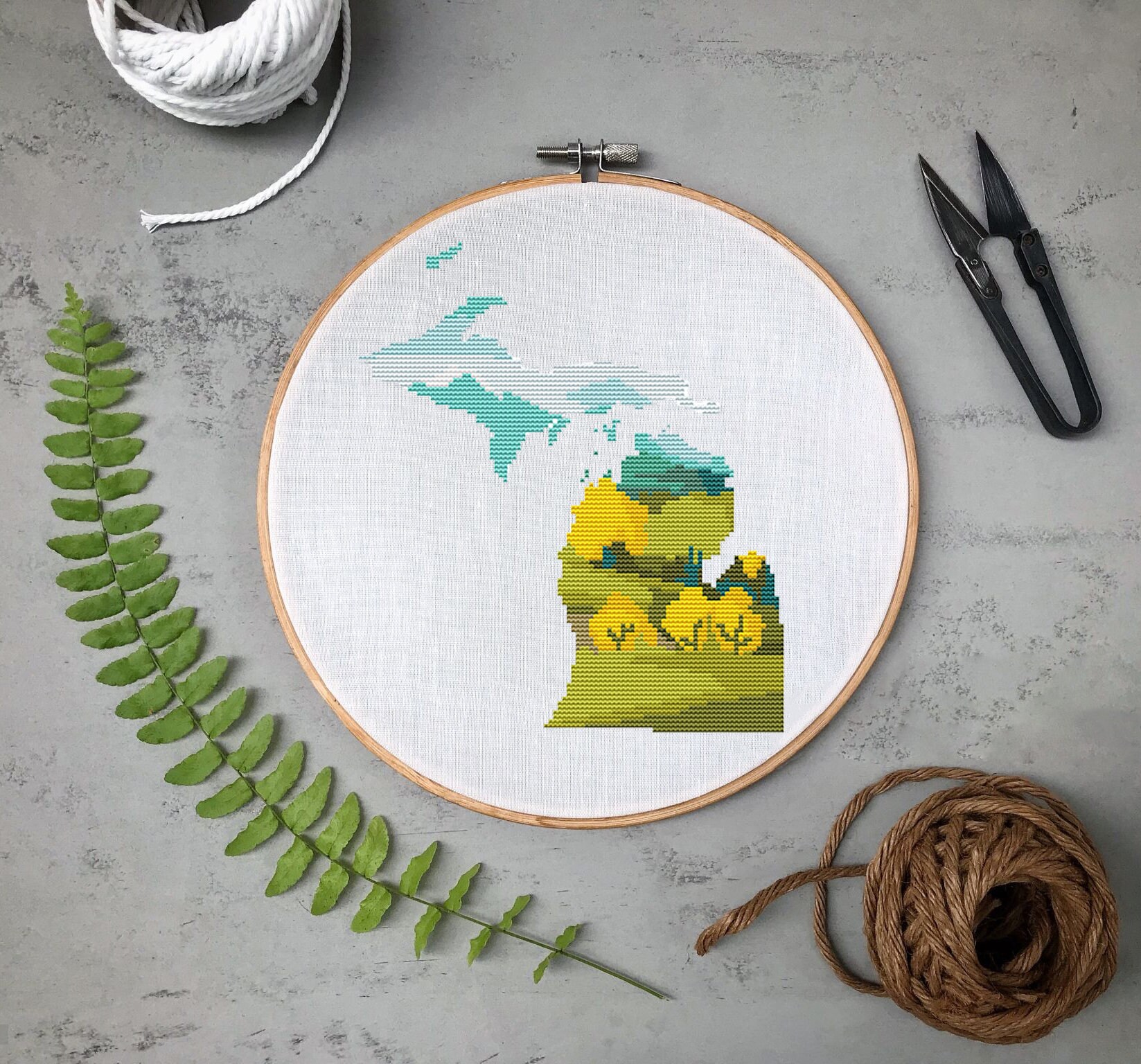 Michigan state cross stitch pattern nature landscape USA state | Etsy