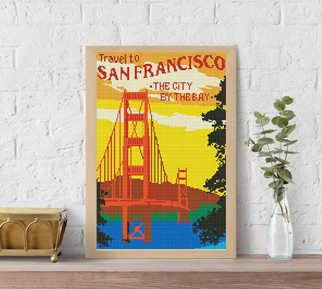San Francisco Vintage Poster Popular Cross Stitch, Movie Poster Cross ...