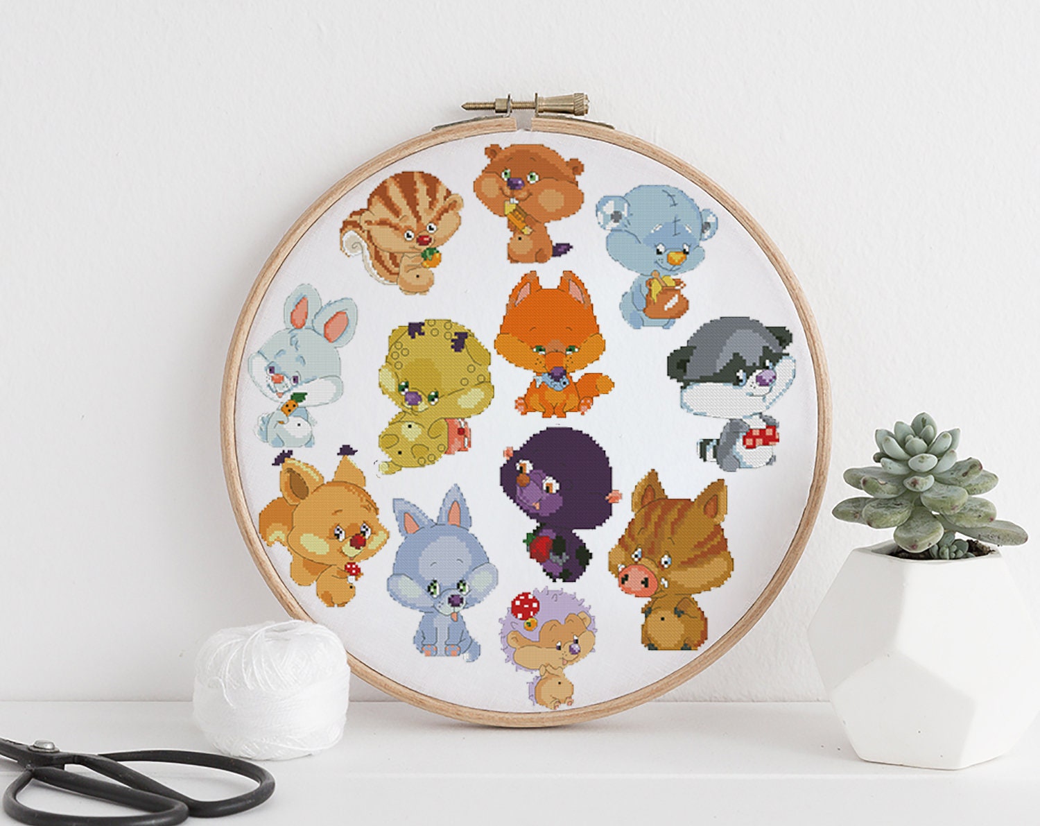 Baby Animals Cross Stitch Patterns Set Baby Pdf Set of 6 Fox - Etsy