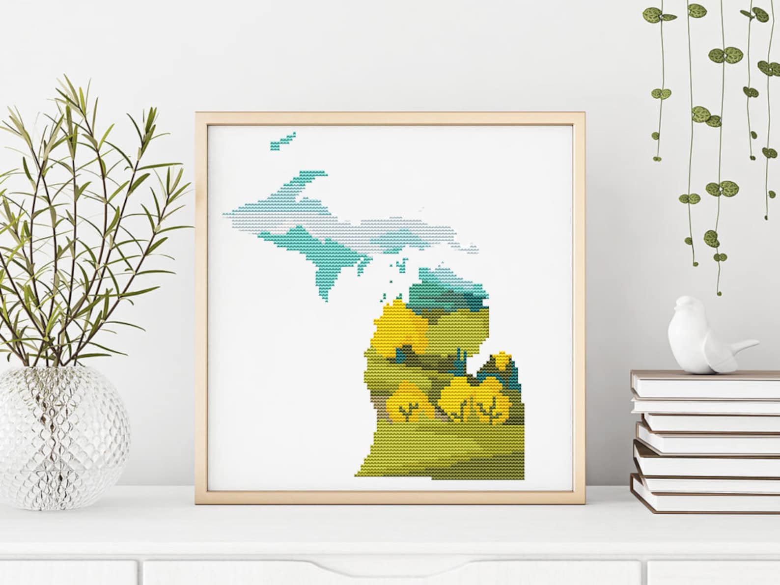 Michigan State Cross Stitch Pattern Nature Landscape USA State - Etsy