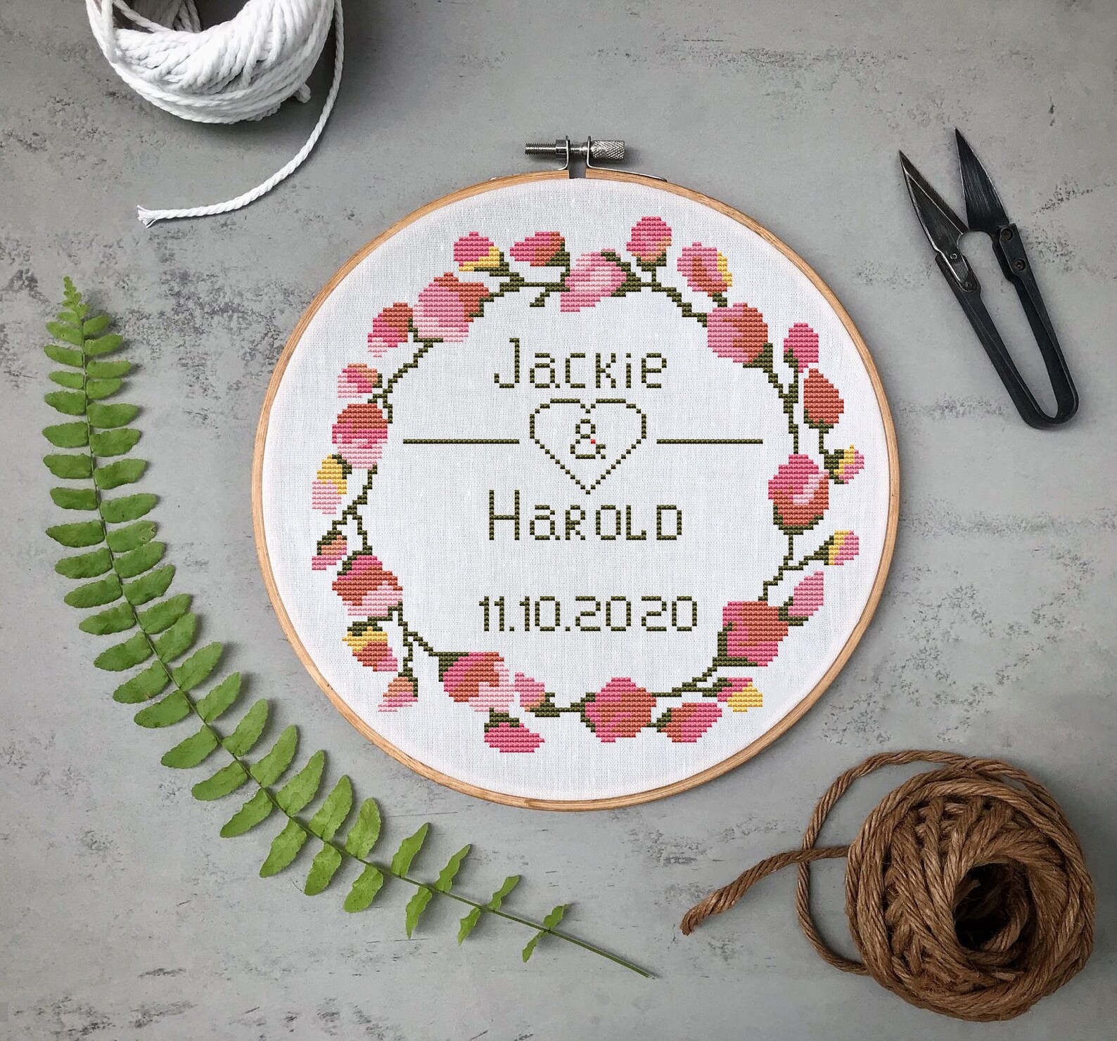 Foliage Wedding Cross Stitch Pattern Modern Wedding Cross - Etsy