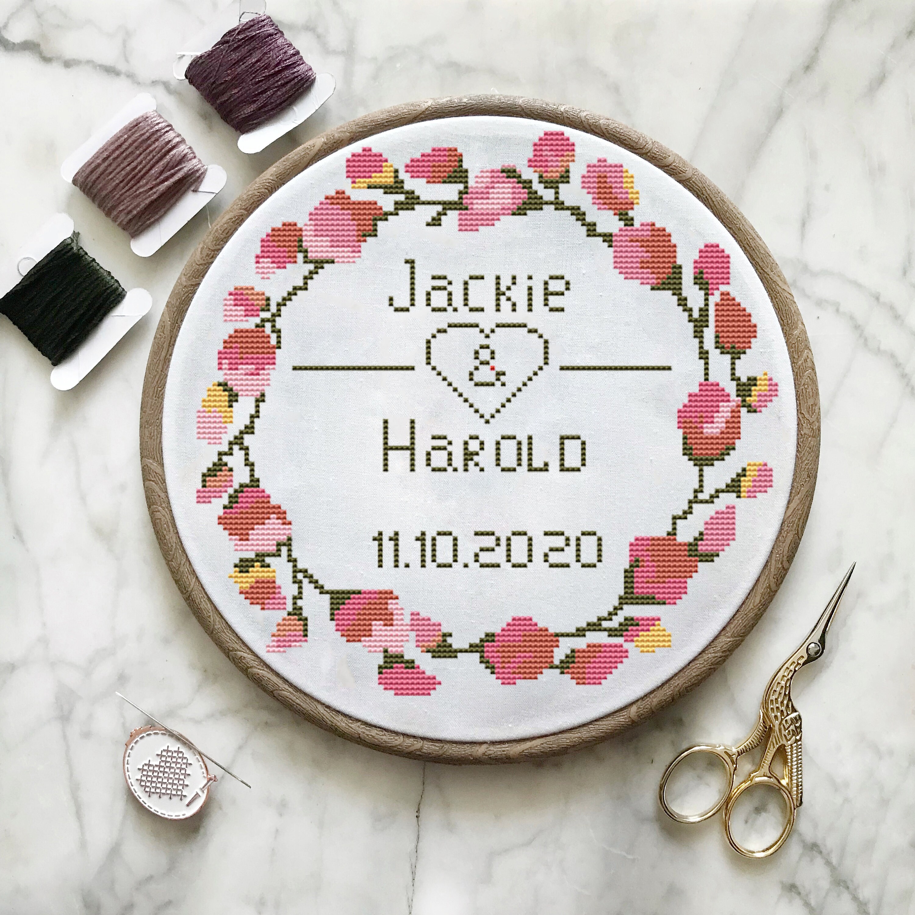 Foliage Wedding Cross Stitch Pattern Modern Wedding Cross - Etsy