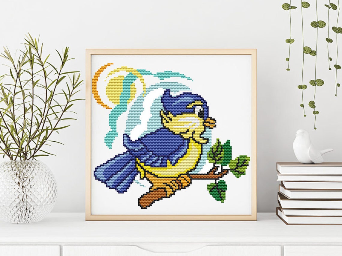 Blue Bird Cross Stitch PDF Pattern Blue Bird Cross Stitch Bird - Etsy