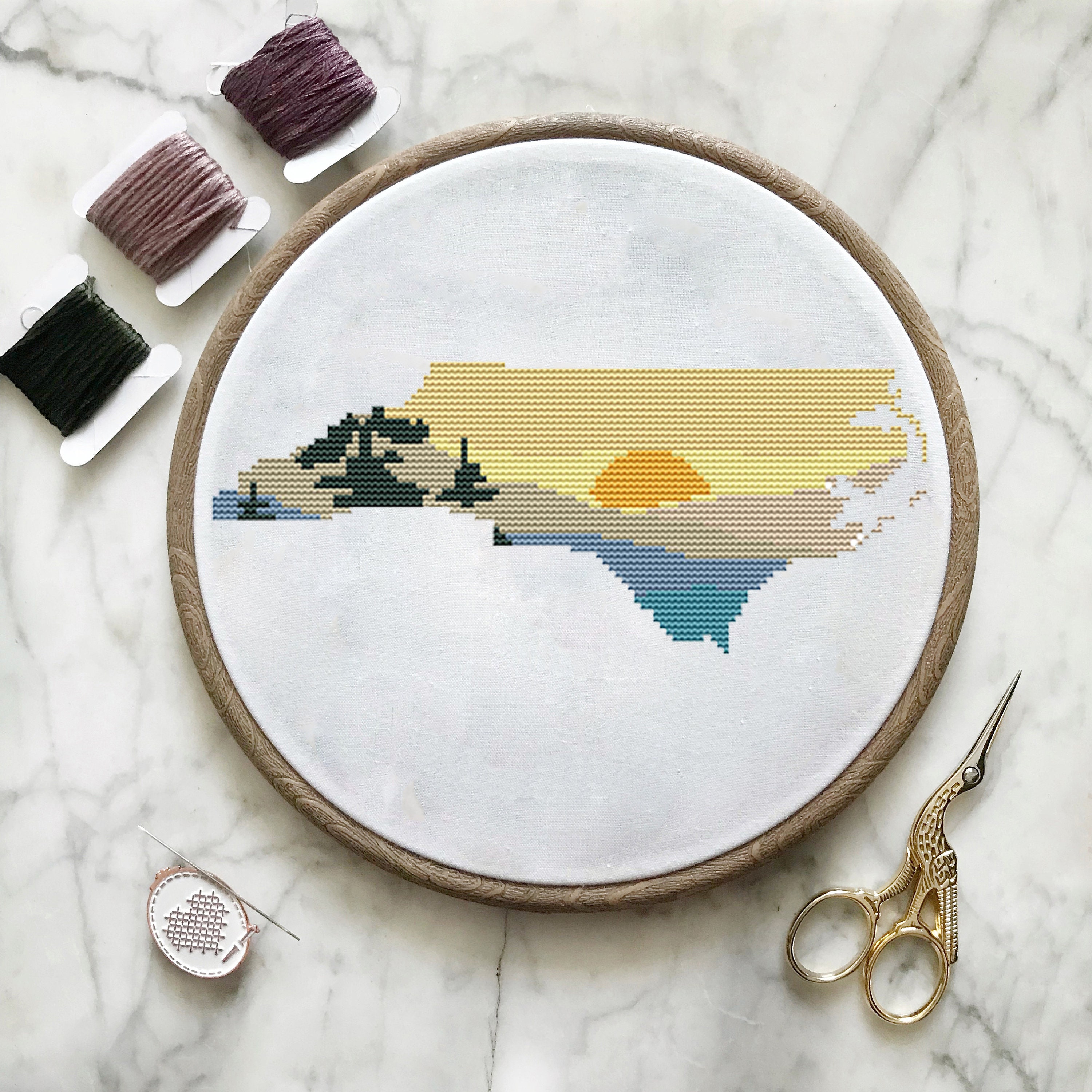 North Carolina State Cross Stitch Pattern Digital PDF - USA Skyline ...