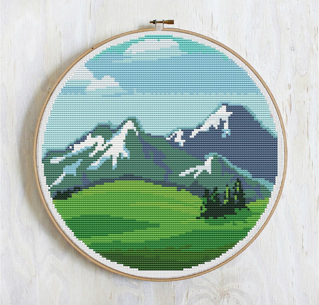 Landscape Cross Stitch Pattern, Cross Stitch Mountain, Pattern of ...