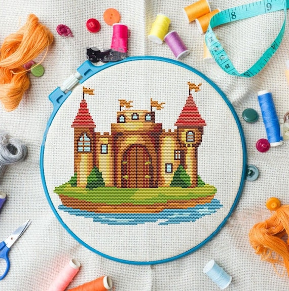 Castle Cross Stitchcartoon Cross Stitch Fantasy Cross | Etsy