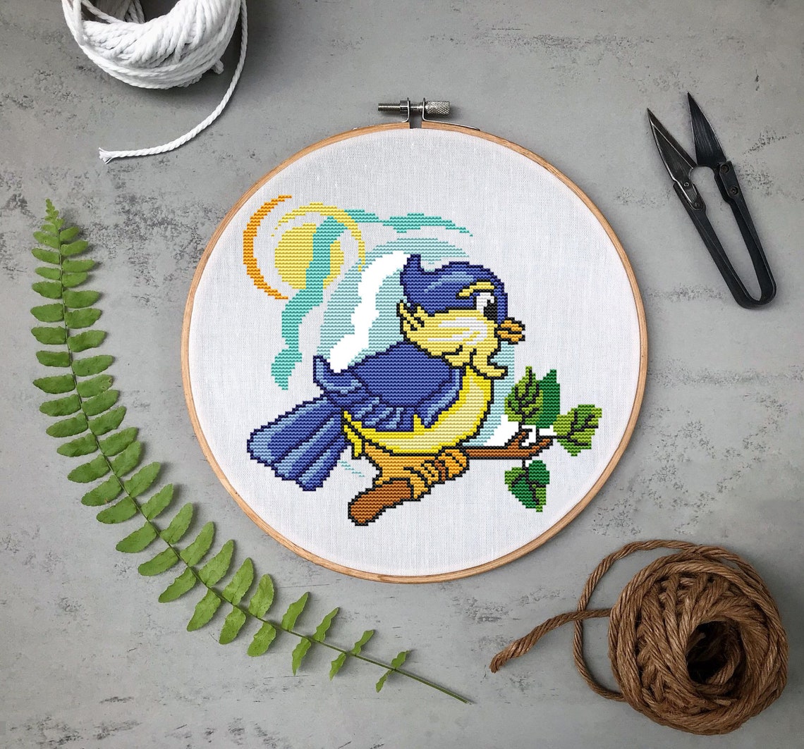 Blue Bird Cross Stitch PDF Pattern Blue Bird Cross Stitch Bird - Etsy