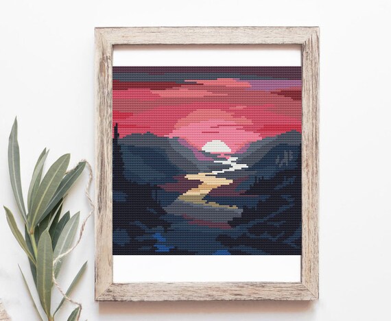 Nature Cross Stitch Pattern Sunset Counted Cross Stitch Chart | Etsy