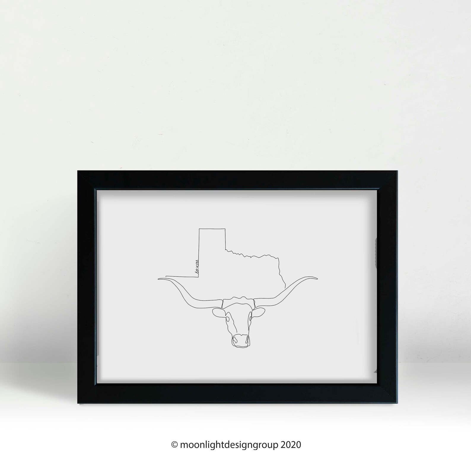 Texas Longhorn Print Modern Printable Art Single Line - Etsy