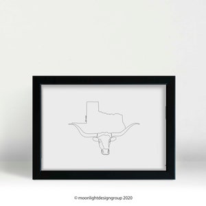 Texas Longhorn Print | Modern Printable Art | Single Line Drawing ...