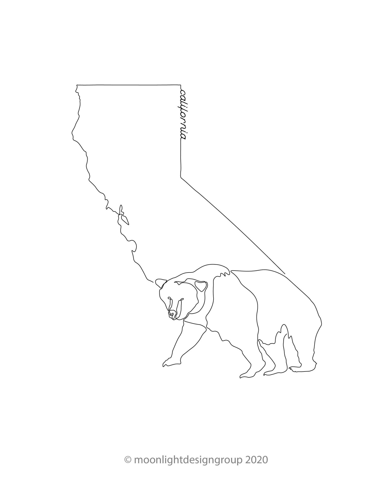 California Grizzly Print | California Wall Art | Grizzly Bear Drawing ...