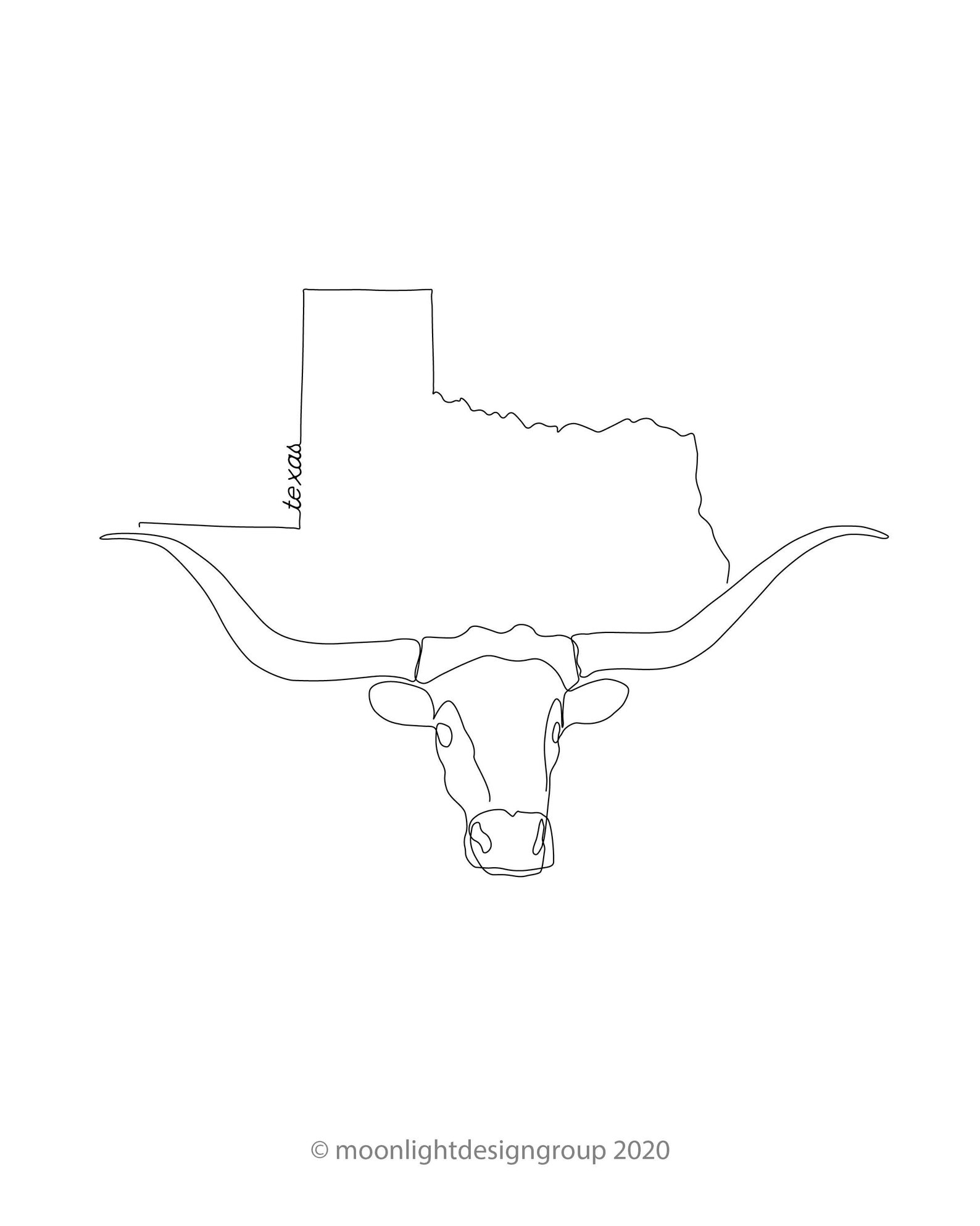 Texas Longhorn Print | Modern Printable Art | Single Line Drawing ...