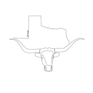 Texas Longhorn Print | Modern Printable Art | Single Line Drawing ...