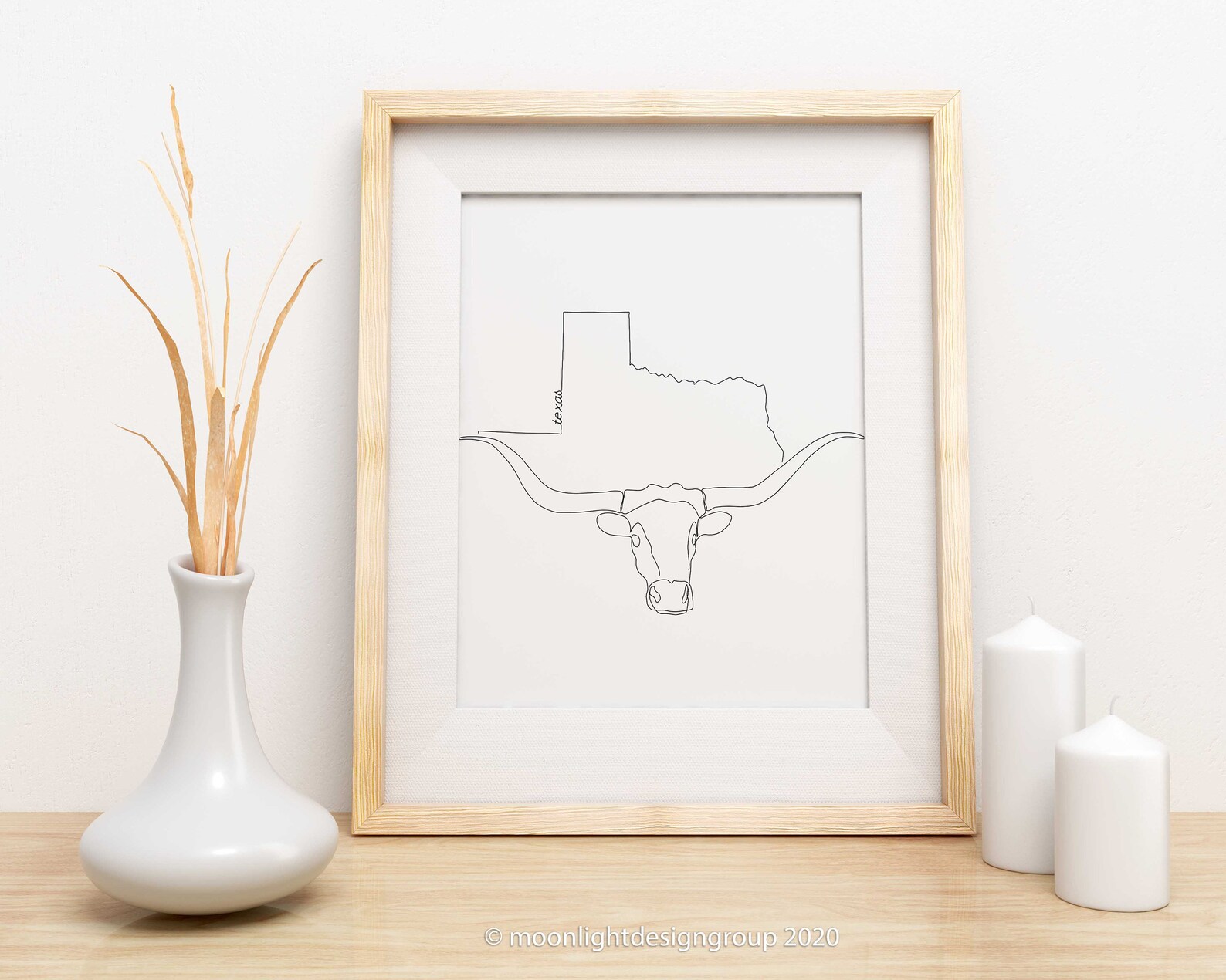 Texas Longhorn Print | Modern Printable Art | Single Line Drawing ...