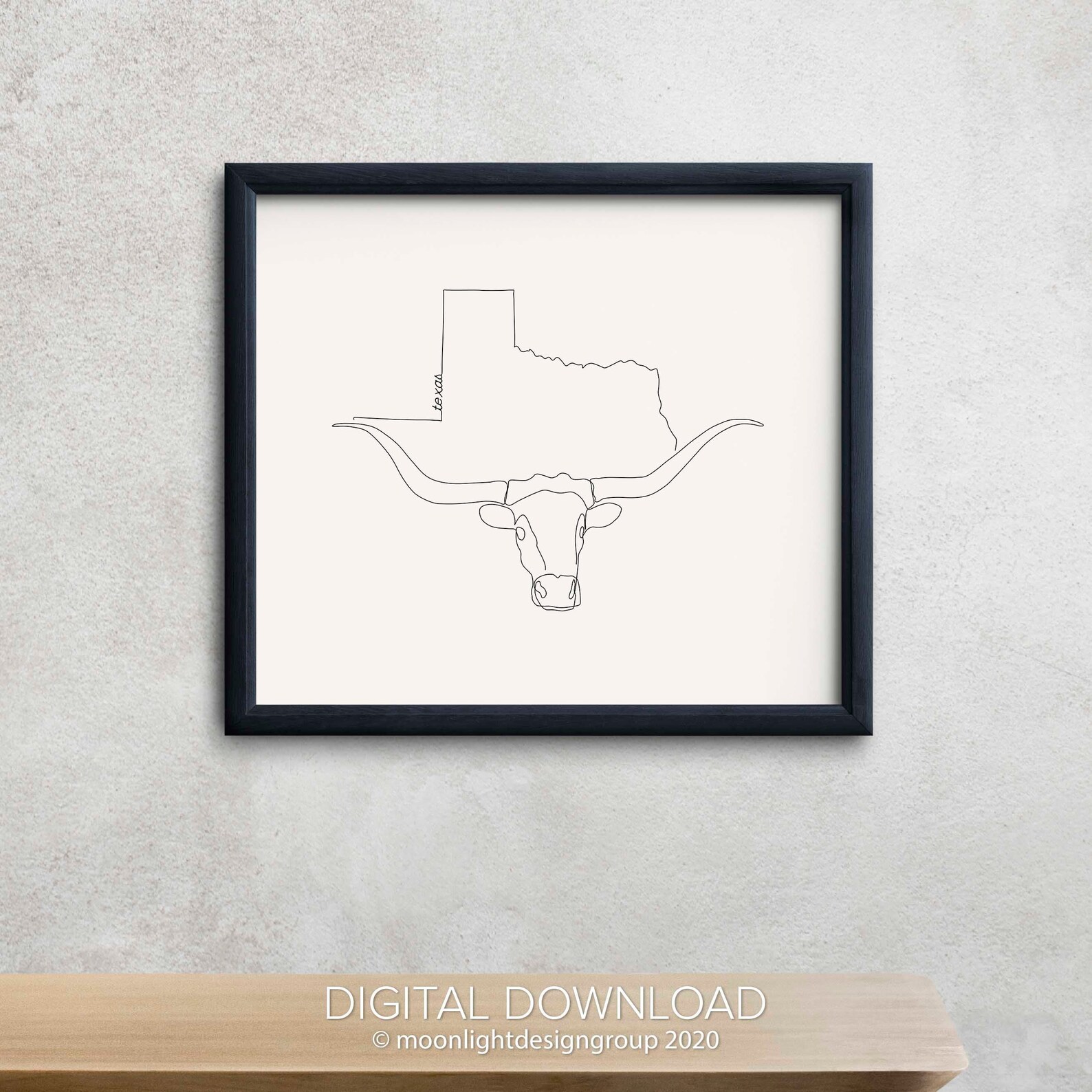 Texas Longhorn Print | Modern Printable Art | Single Line Drawing ...
