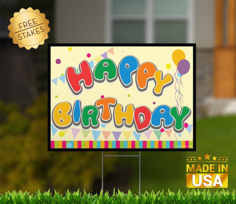 Colorful Birthday Sign With Customizable Candles and Name - Etsy