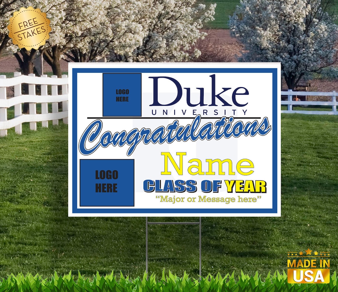 Duke University Graduation Yard Sign Duke Blue Devils Yard Sign Duke ...
