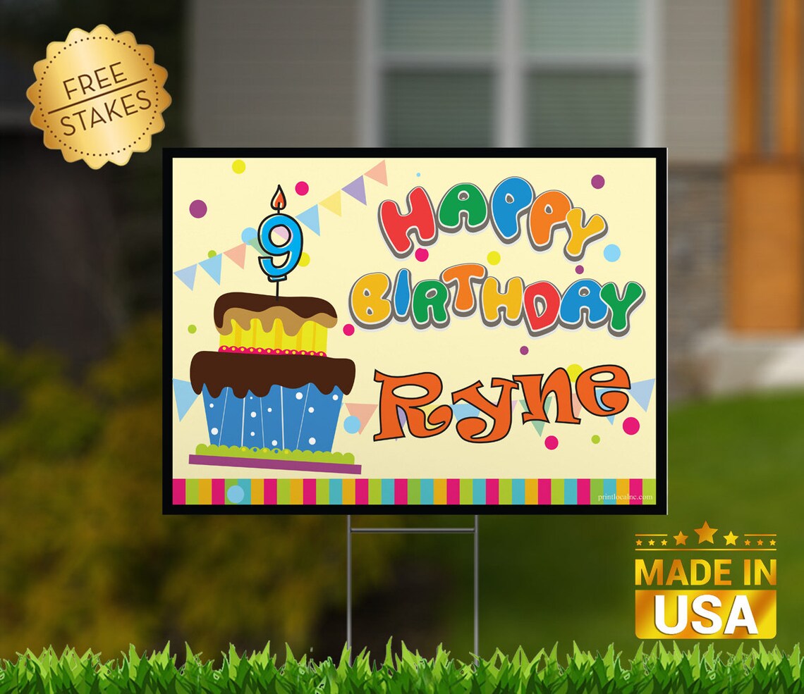 Colorful Birthday Sign With Customizable Candles and Name - Etsy