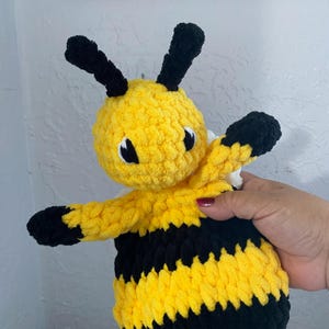 Crochet Bee Snuggler Plushie, Crochet Bee, Honey Bee, Plush, Bee-themed ...