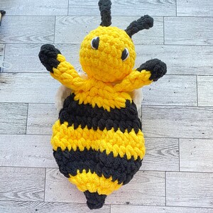 Crochet Bee Snuggler Plushie, Crochet Bee, Honey Bee, Plush, Bee-themed ...