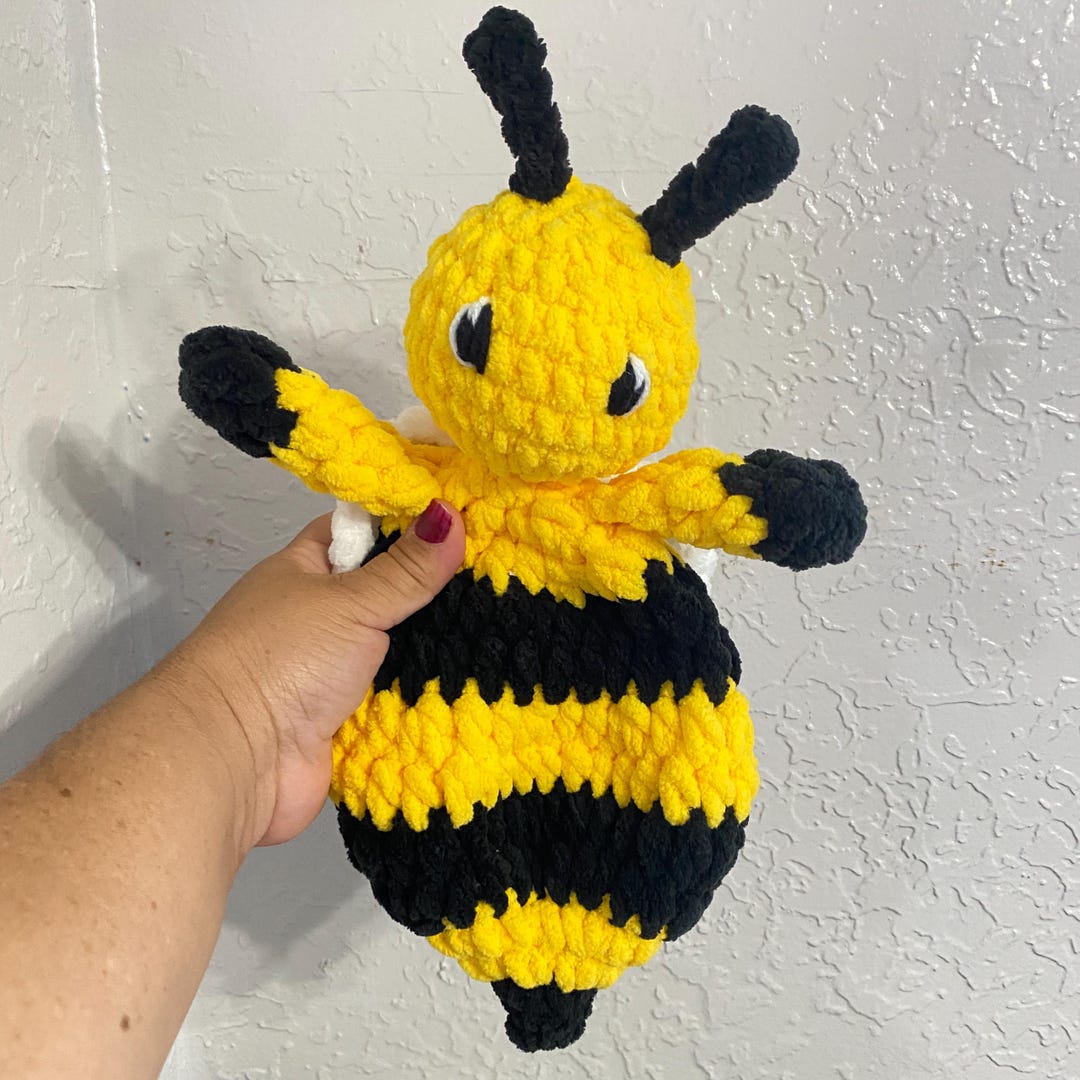 Crochet Bee Snuggler Plushie, Crochet Bee, Honey Bee, Plush, Bee-themed ...