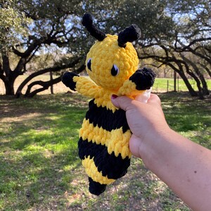 Crochet Bee Snuggler Plushie, Crochet Bee, Honey Bee, Plush, Bee-themed ...