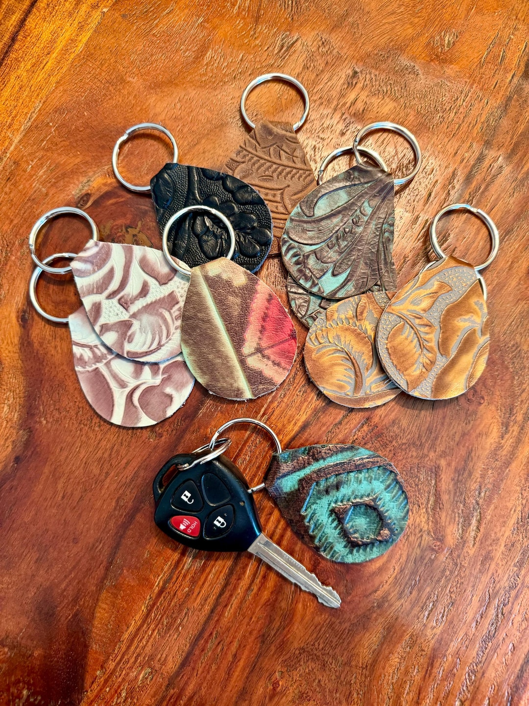 Embossed Leather Key Fob - Etsy