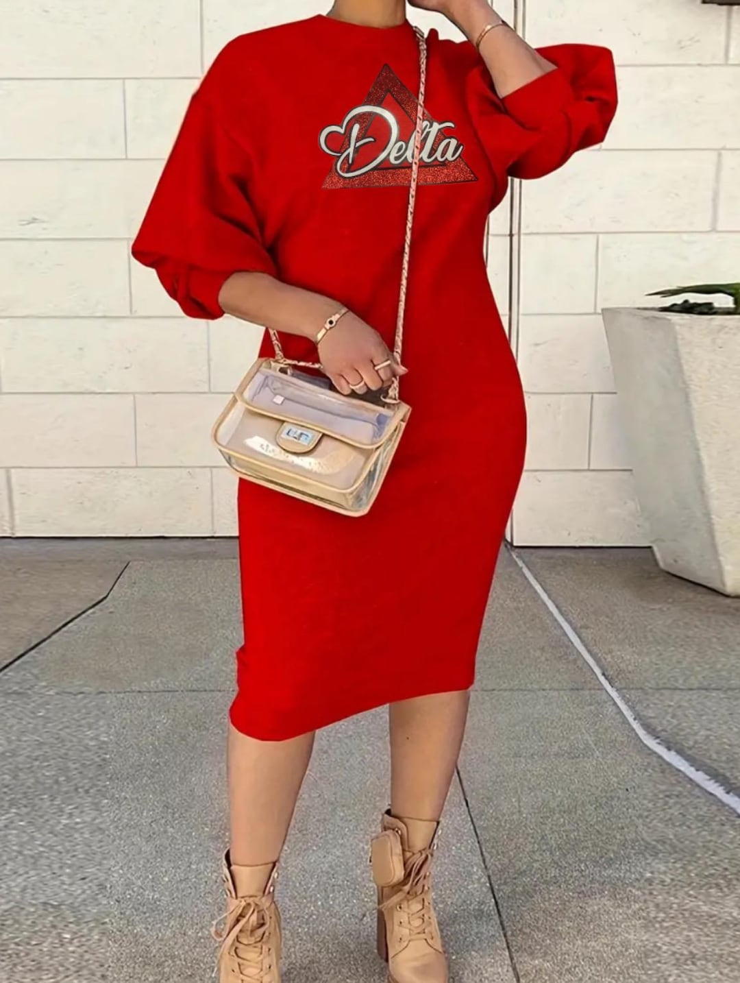 Red Delta Lightweight Sweatshirt Dress - Etsy