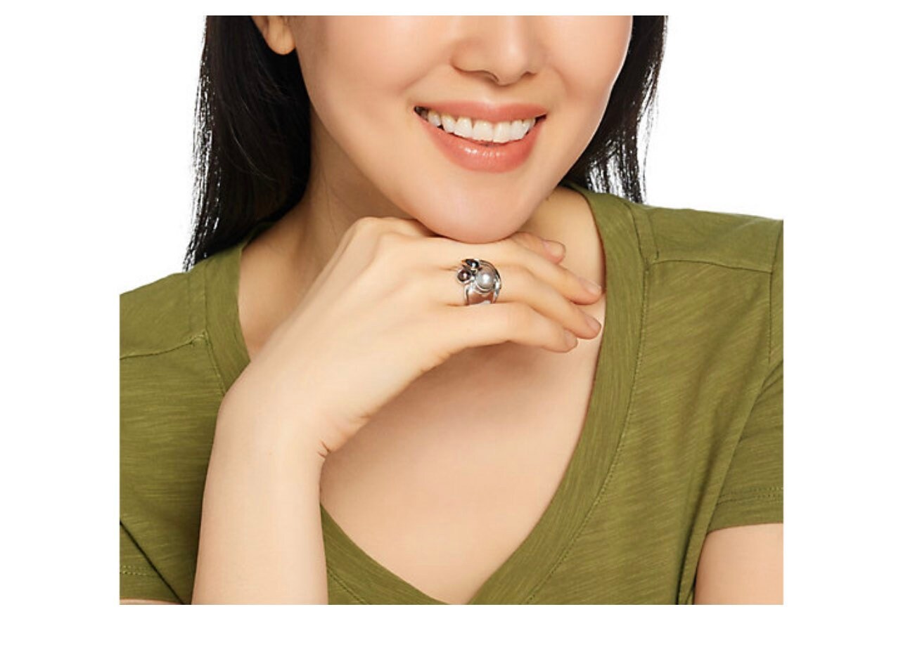 Hagit Sterling Silver & 14K Gold Culturedpearl Ring Size 5 - Etsy