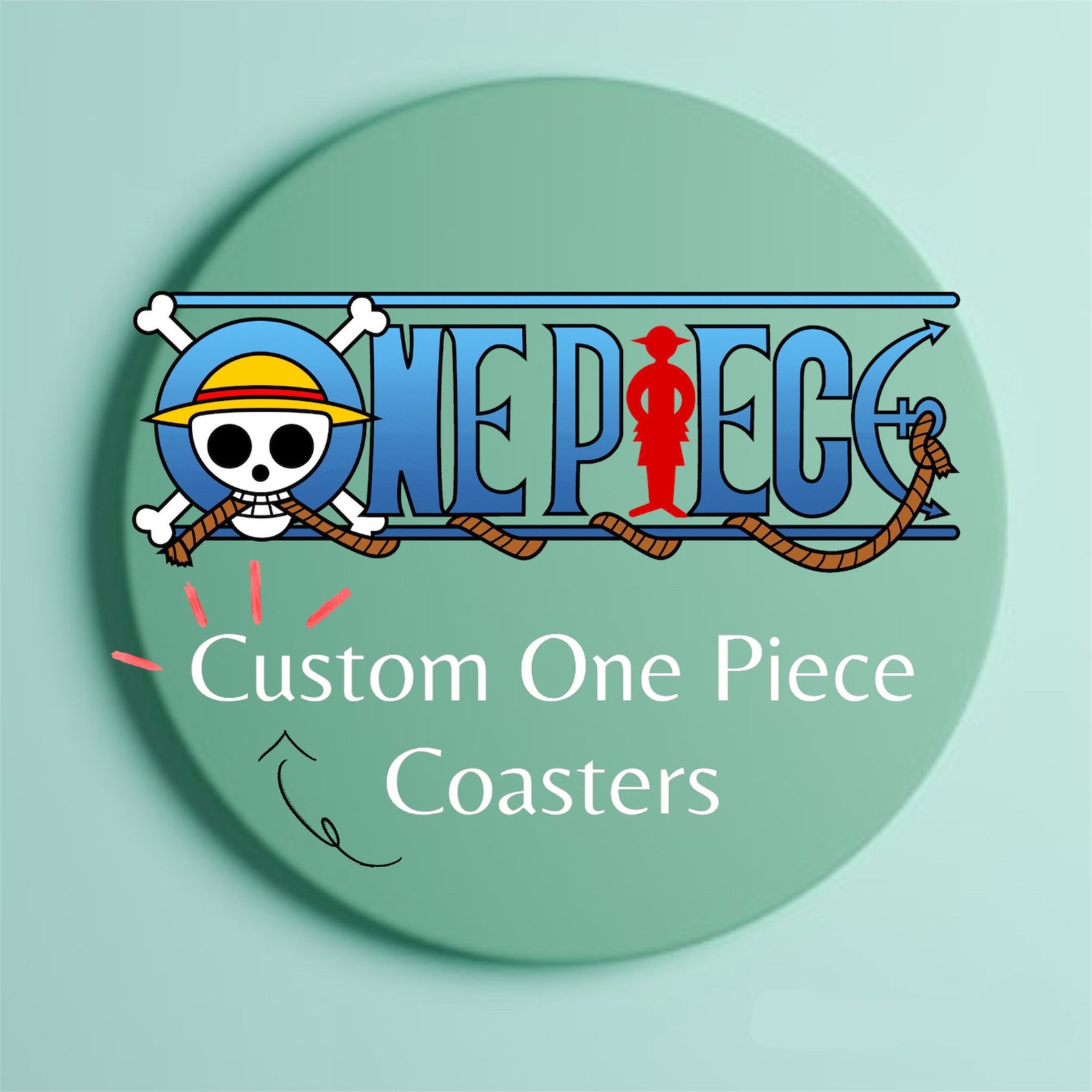 One Piece Anime, Waifu Husbando Otaku Gift, Reusable Cloth Coasters ...